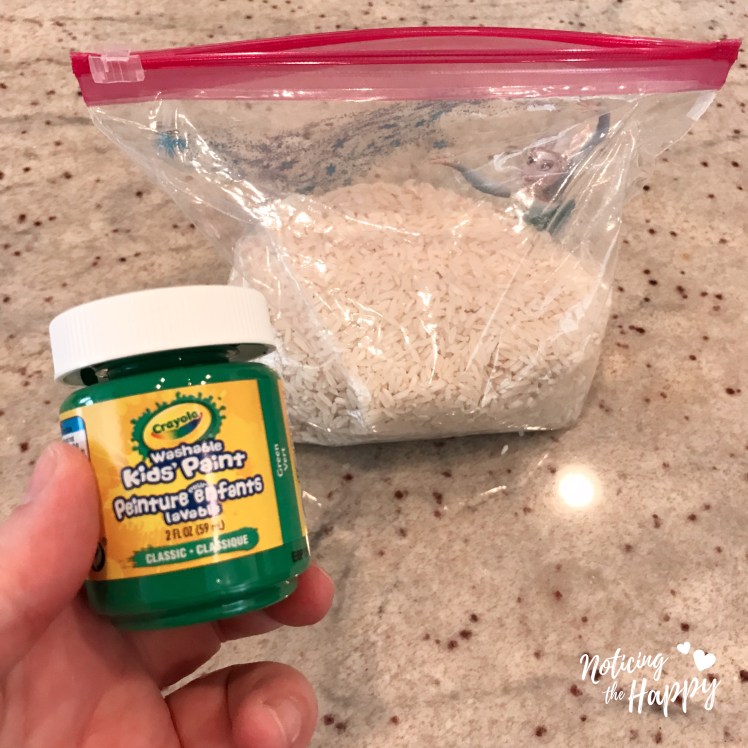 Coloring Rice with Paint – Noticing the Happy